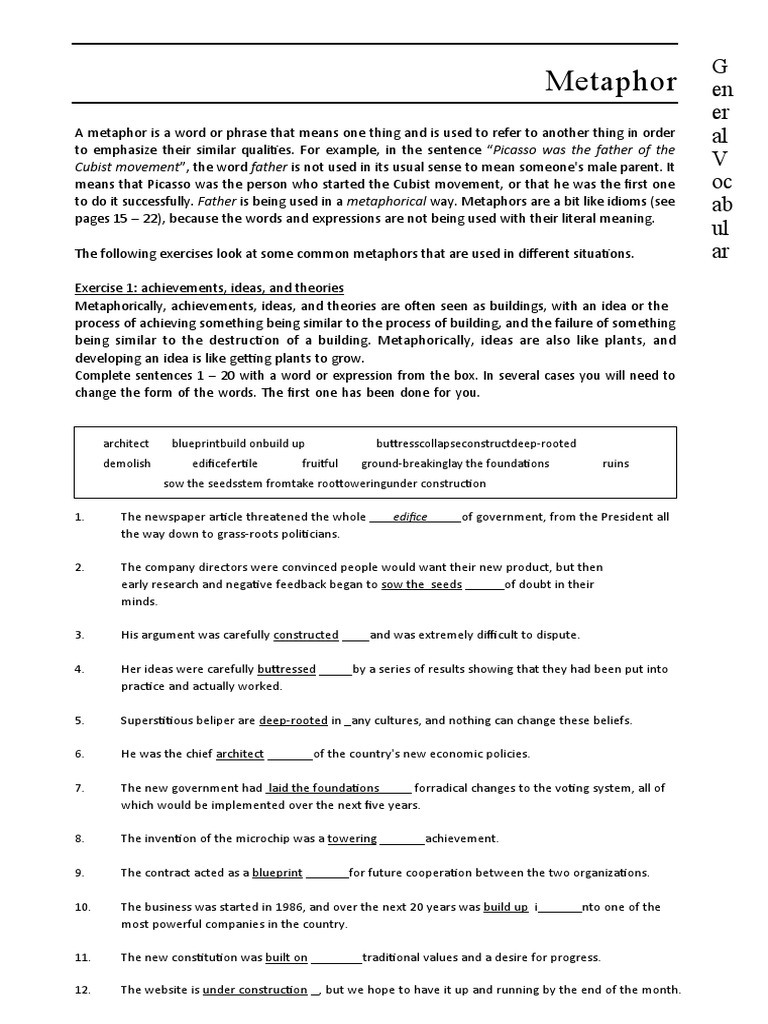 Metaphor: G en Er Al V Oc Ab Ul Ar | PDF | Metaphor