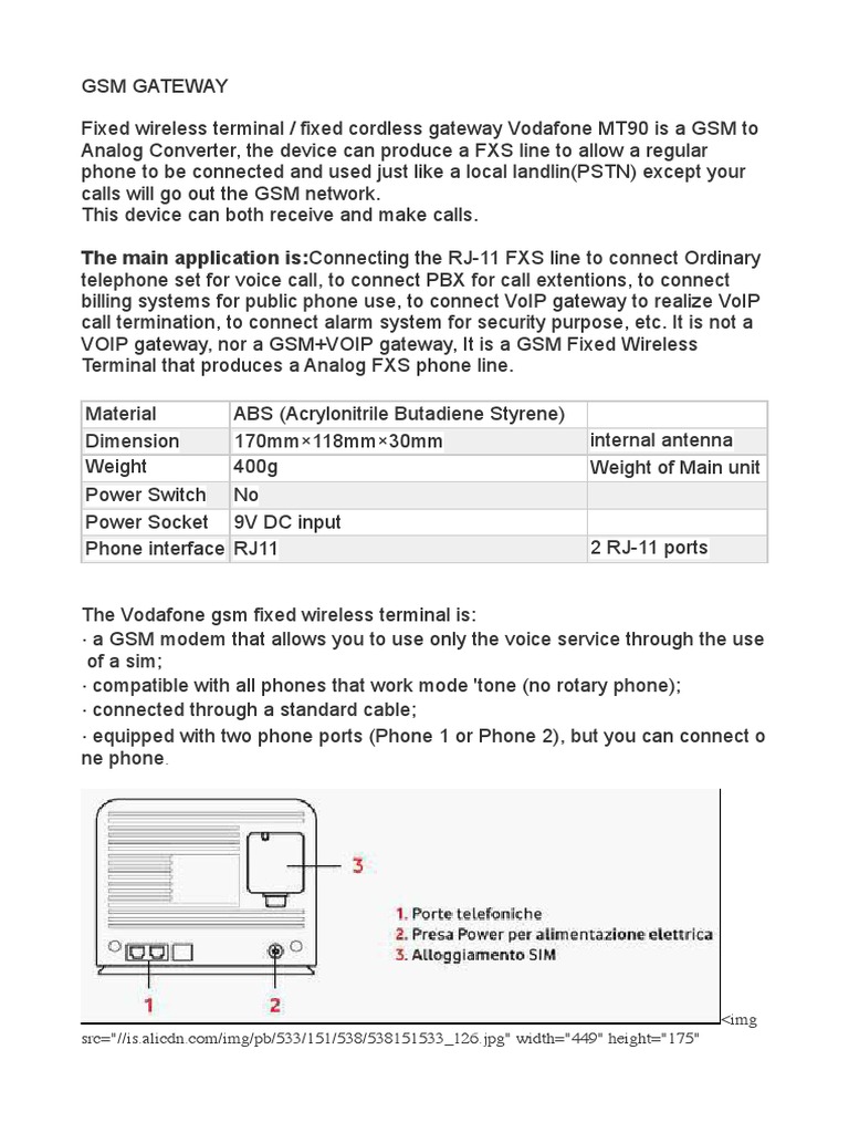 Connect phones to GSM with Vodafone MT90 gateway | PDF | Telephone ...