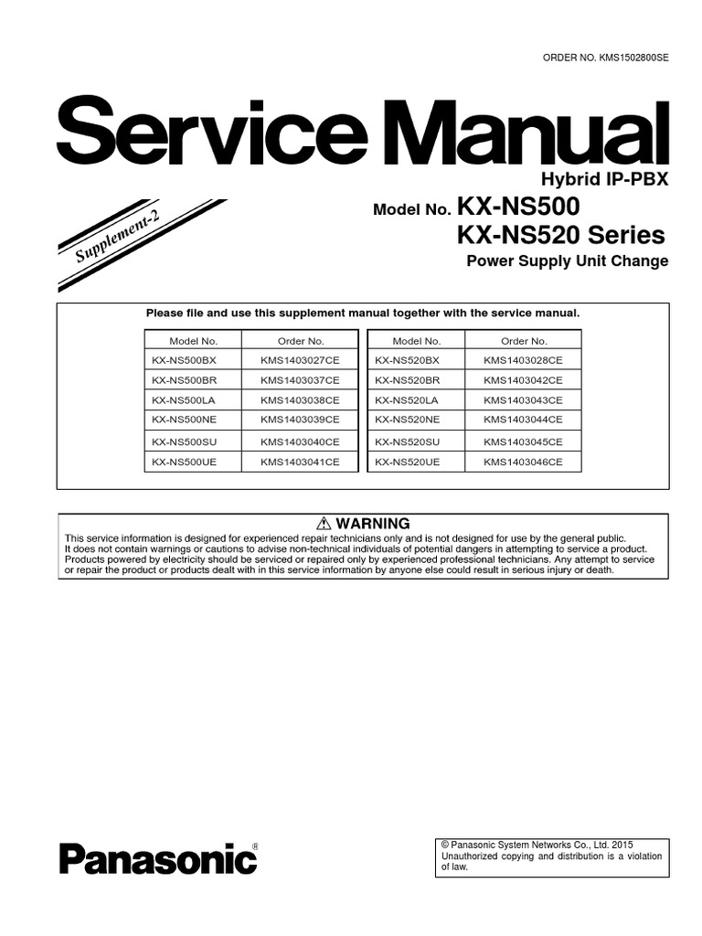 KX-NS500 KX-NS520 Series: Hybrid IP-PBX | PDF | Power Supply | Rectifier
