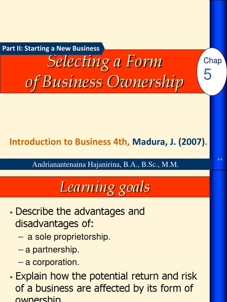 Session 3-Chapter 5 - Starting A New Business | PDF | Partnership ...