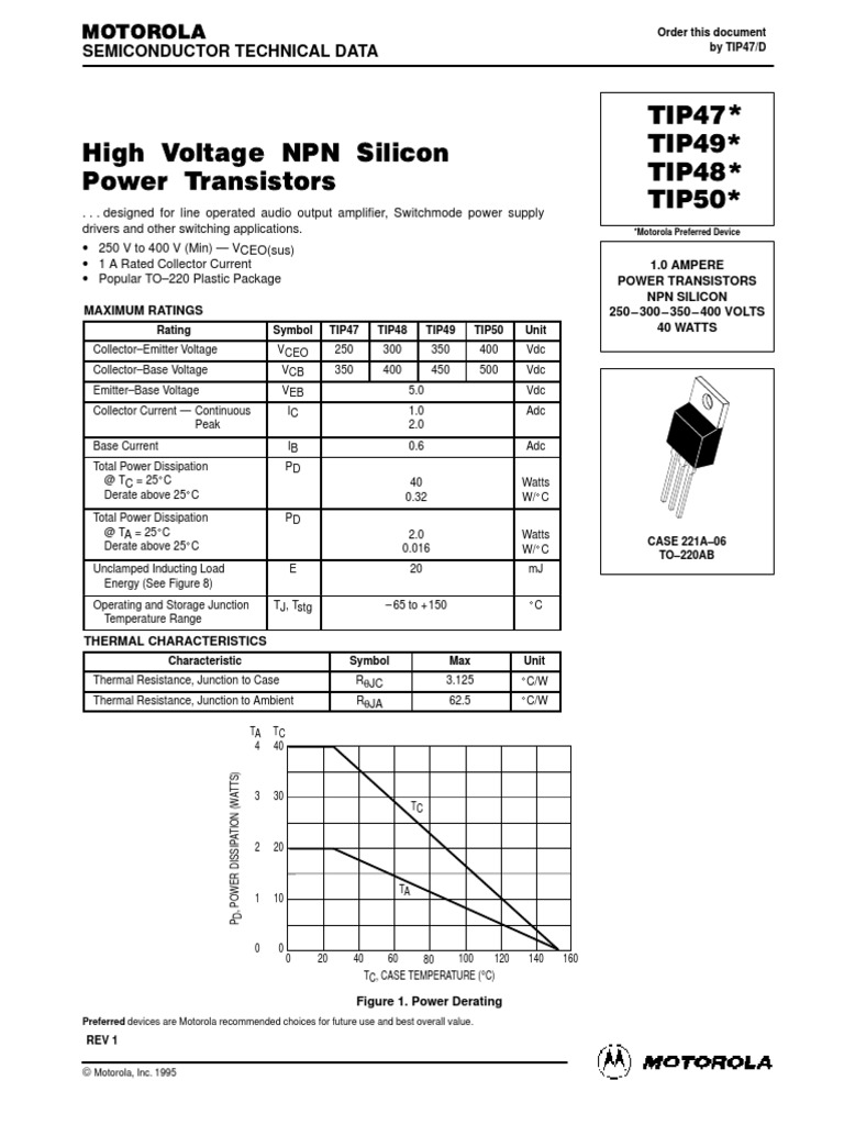Motorola Bipolar Power Transistor Technical Data Sheet | PDF | Bipolar ...