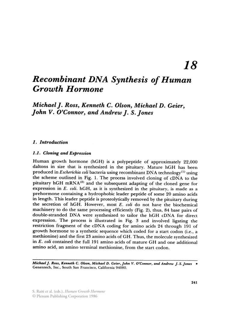 RHGH Synthesis | Download Free PDF | Protein Purification | Growth Hormone