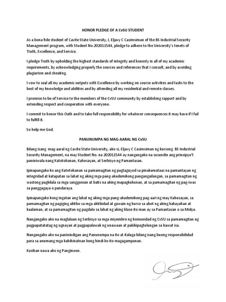 Casimsiman - Honor Pledge | PDF