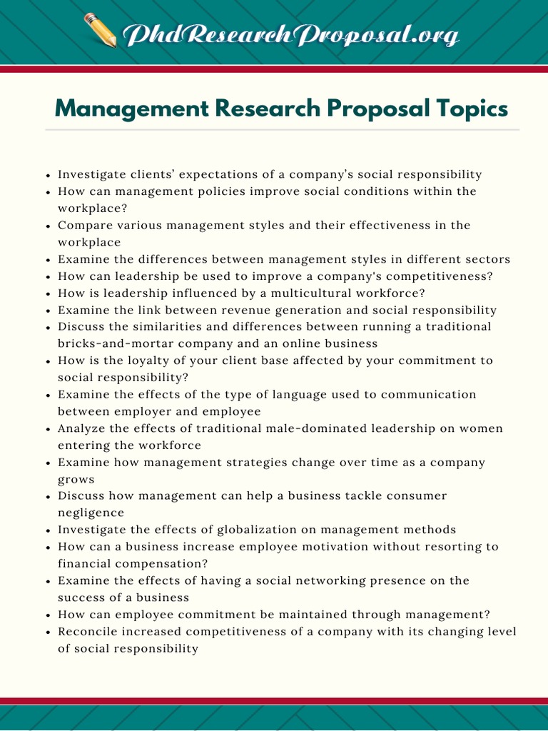 Management Research Proposal Topics | PDF