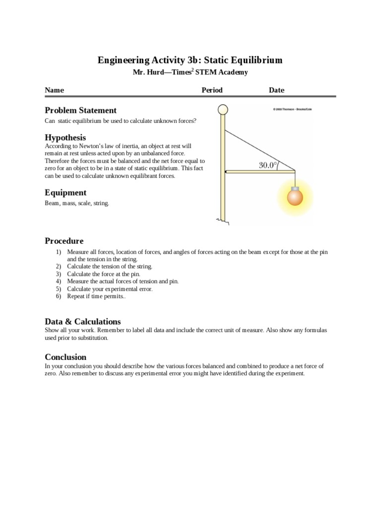 Lab 3b Static Equilibrium | PDF
