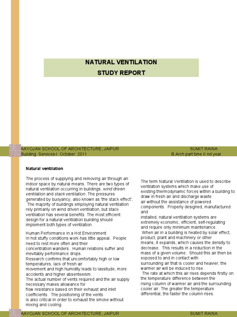 Natural Ventilation Study Report | PDF | Ventilation (Architecture ...