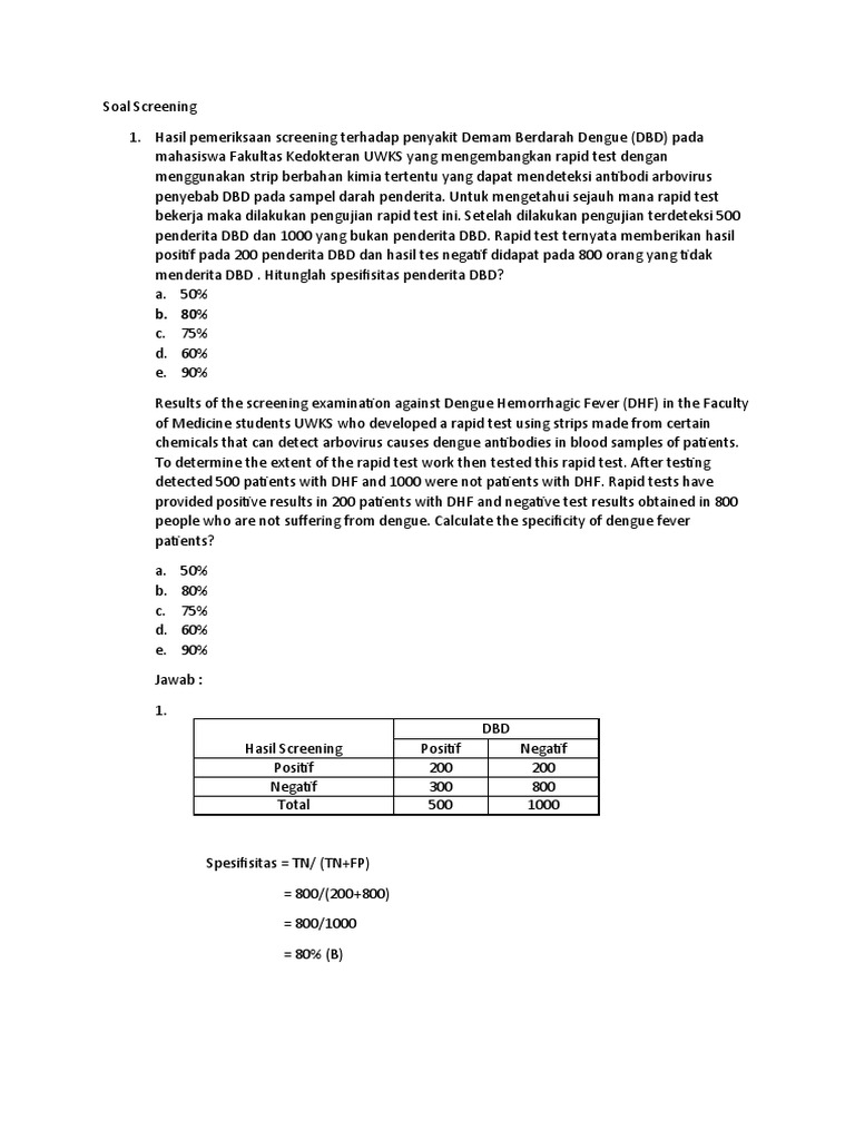 Soal Screening Epid | PDF