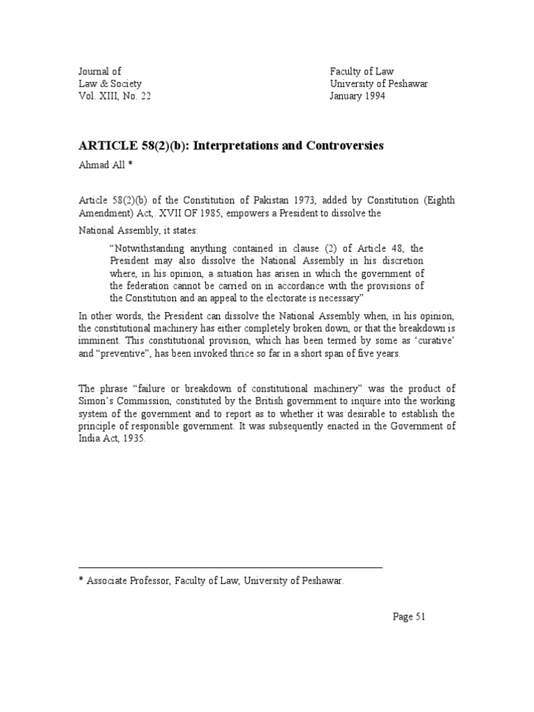 ARTICLE 58 (2) (B) : Interpretations and Controversies | PDF ...