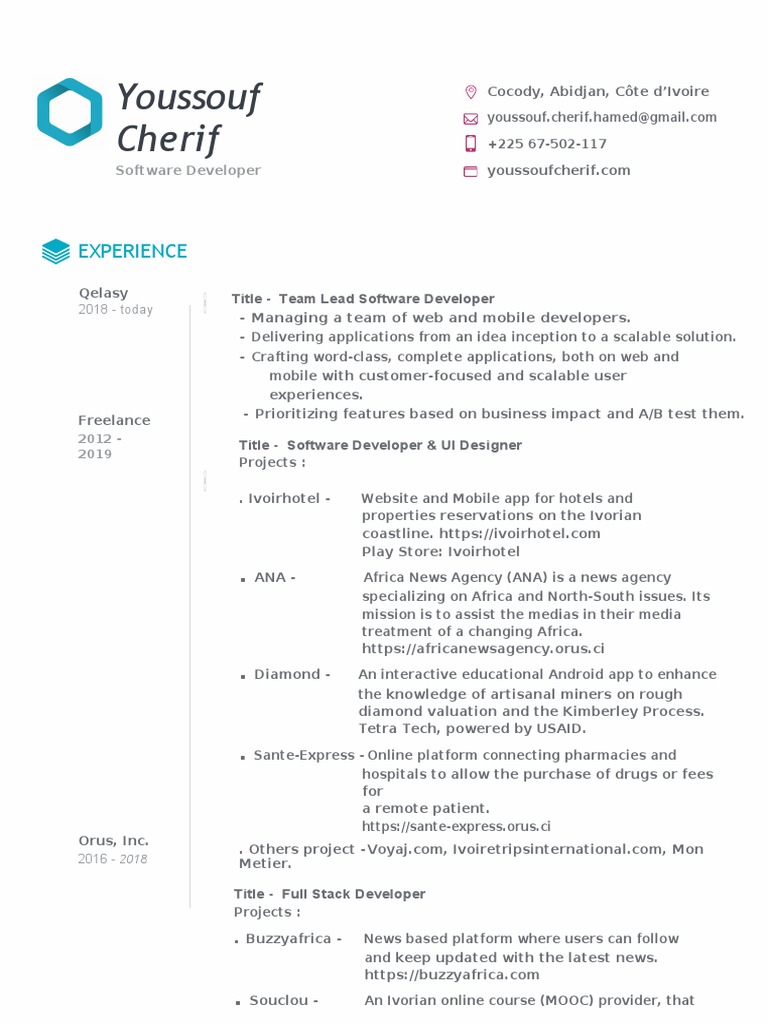 Youssouf Cherif: Experience | PDF | Web Application | Application Software