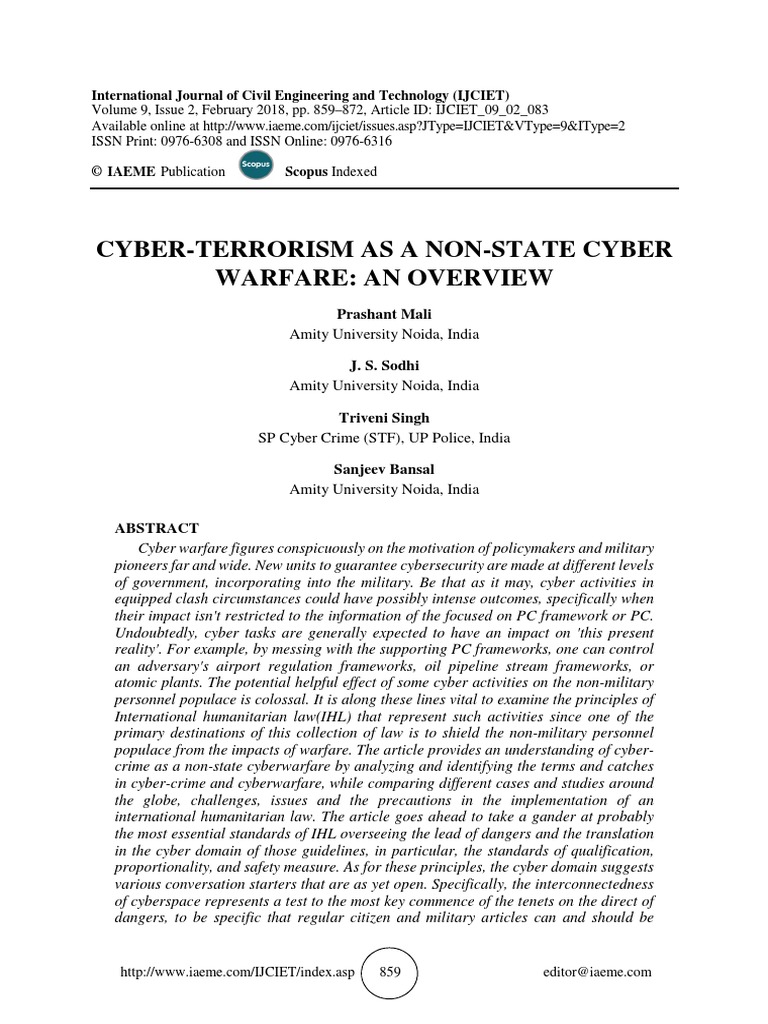 Cyber-Terrorism As A Non-State Cyber Warfare: An Overview: Prashant Mali | Download Free PDF ...