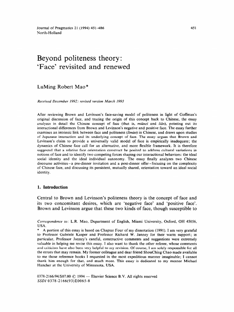 Mao 1994 PDF | PDF | Psychological Concepts | Human Communication