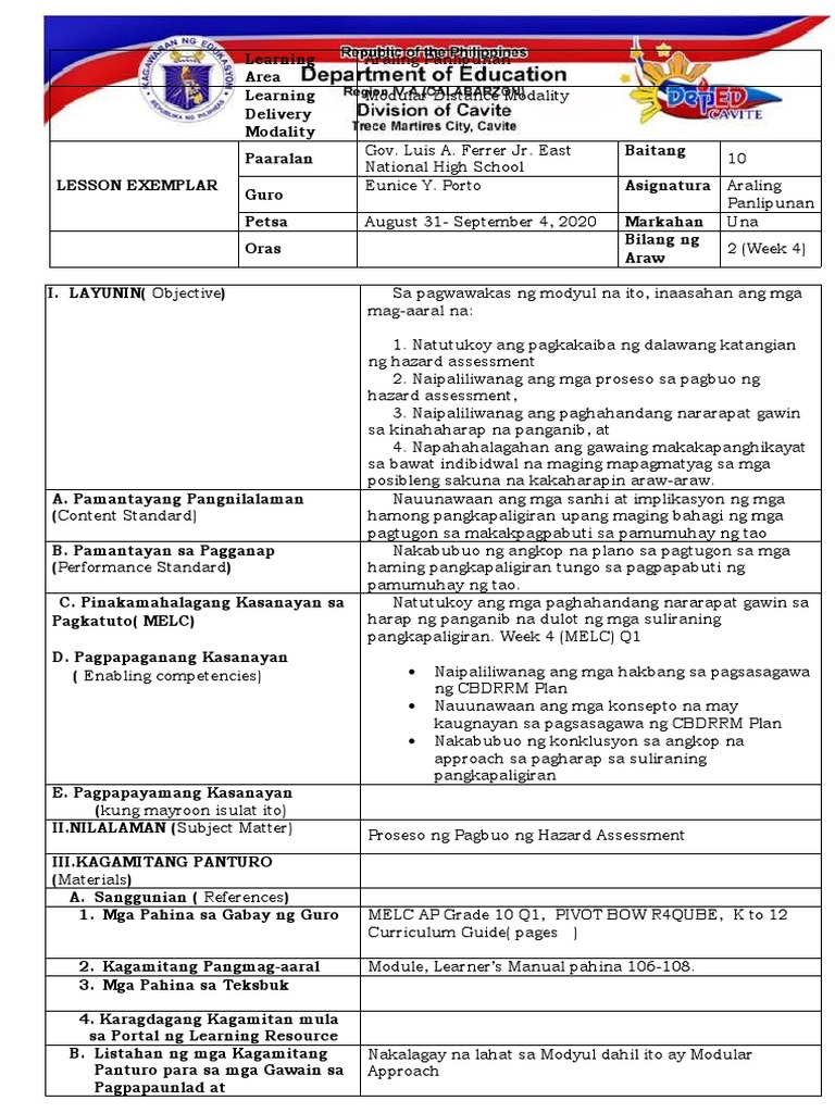 DLP in AP IDEA MELC Format - EUNICE PORTO - FINAL | PDF