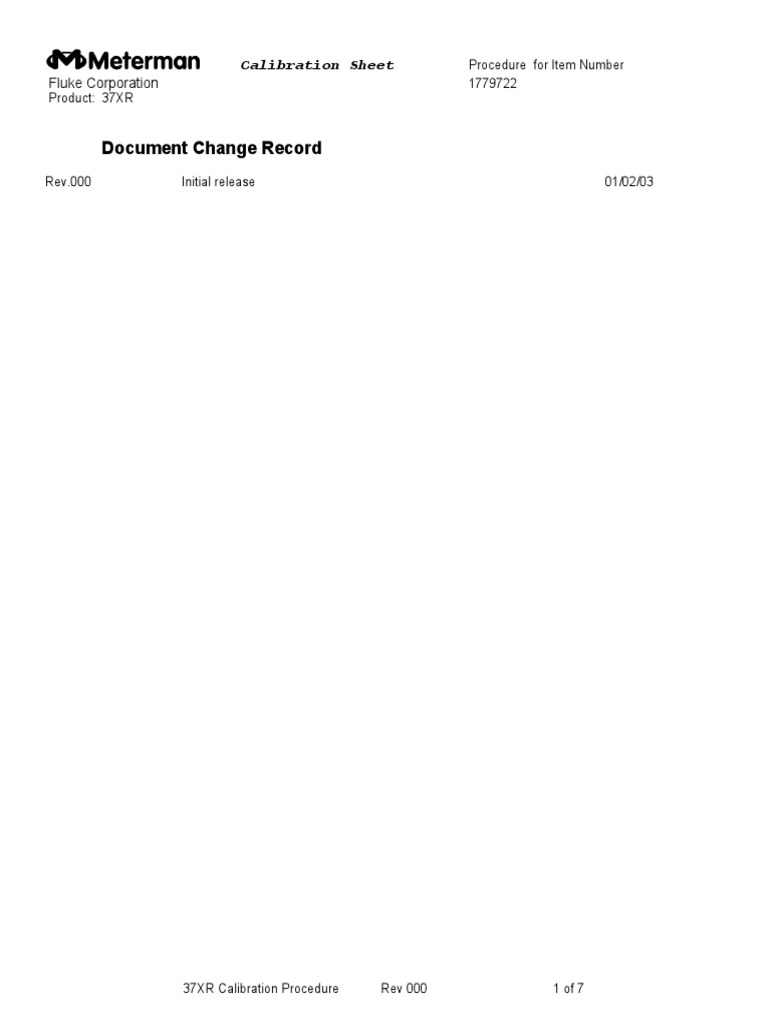 Document Change Record: Calibration Sheet | PDF | Inductor | Capacitor