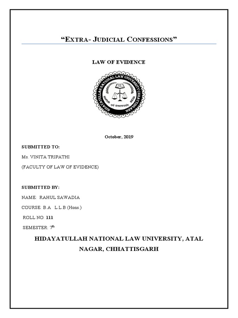 Law of Evidence and Extra Judicial Confession | PDF | Confession (Law ...