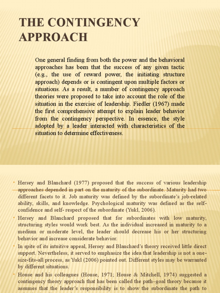 The Contingency Approach - PPT B.INGG | PDF | Leadership ...