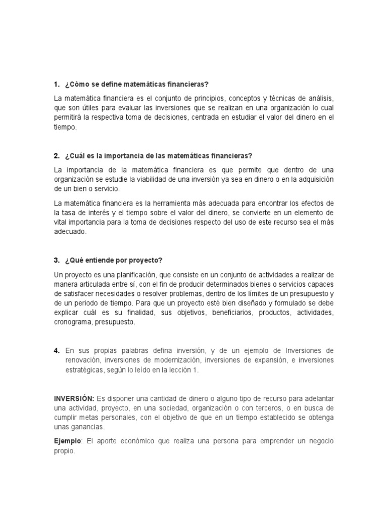 Cómo Se Define Matemáticas Financieras | PDF | Finanzas Matemáticas ...
