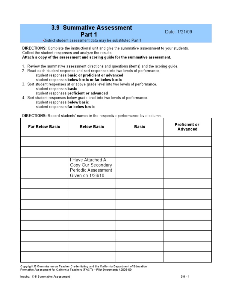 3.9 Summative Assessment Parts 1 and 2 - 09-10 | PDF | Educational ...