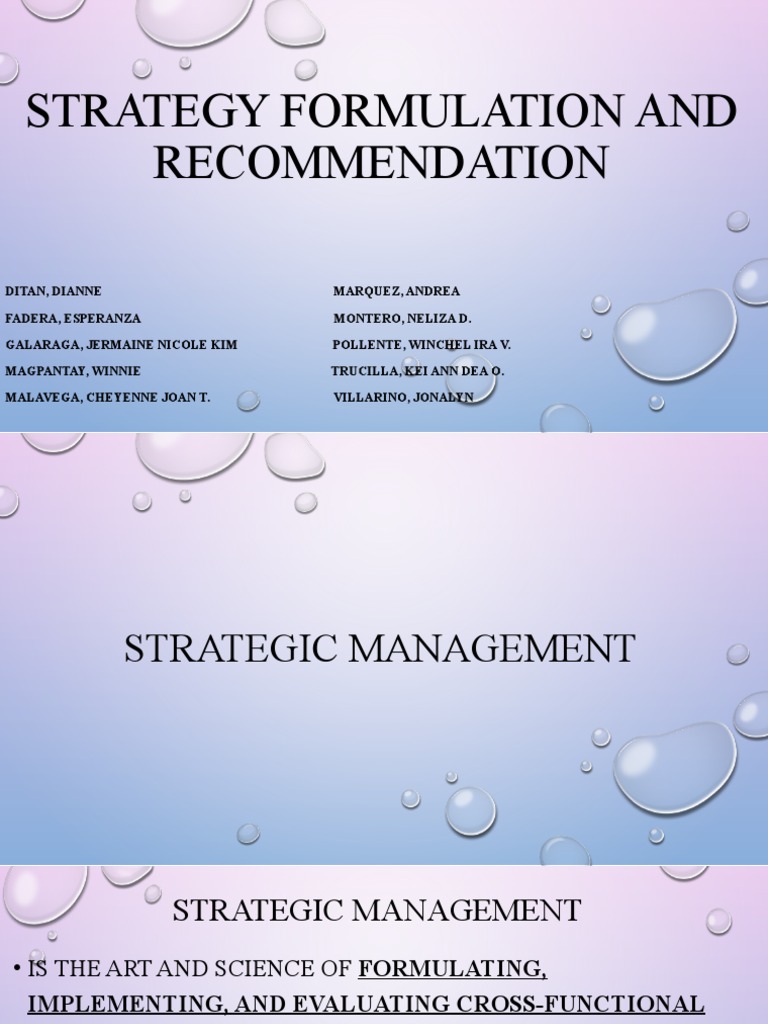 Strategy Formulation and Recommendation | PDF | Strategic Management ...