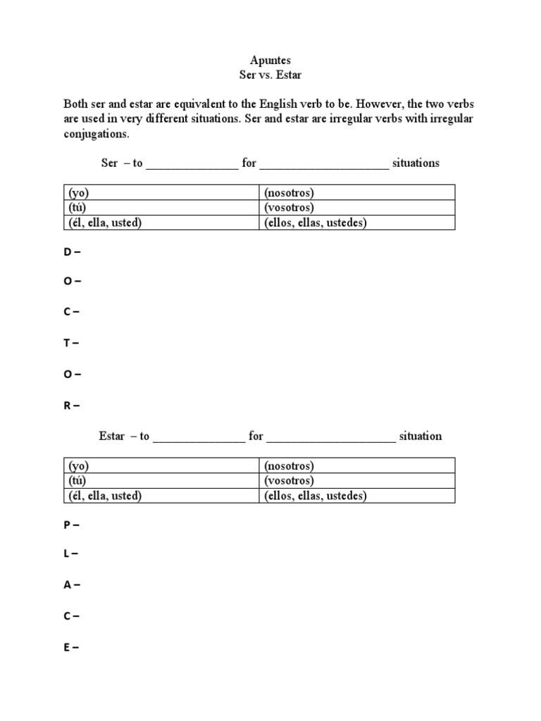Ser vs. Estar: Usage Guide | PDF | Language Arts & Discipline