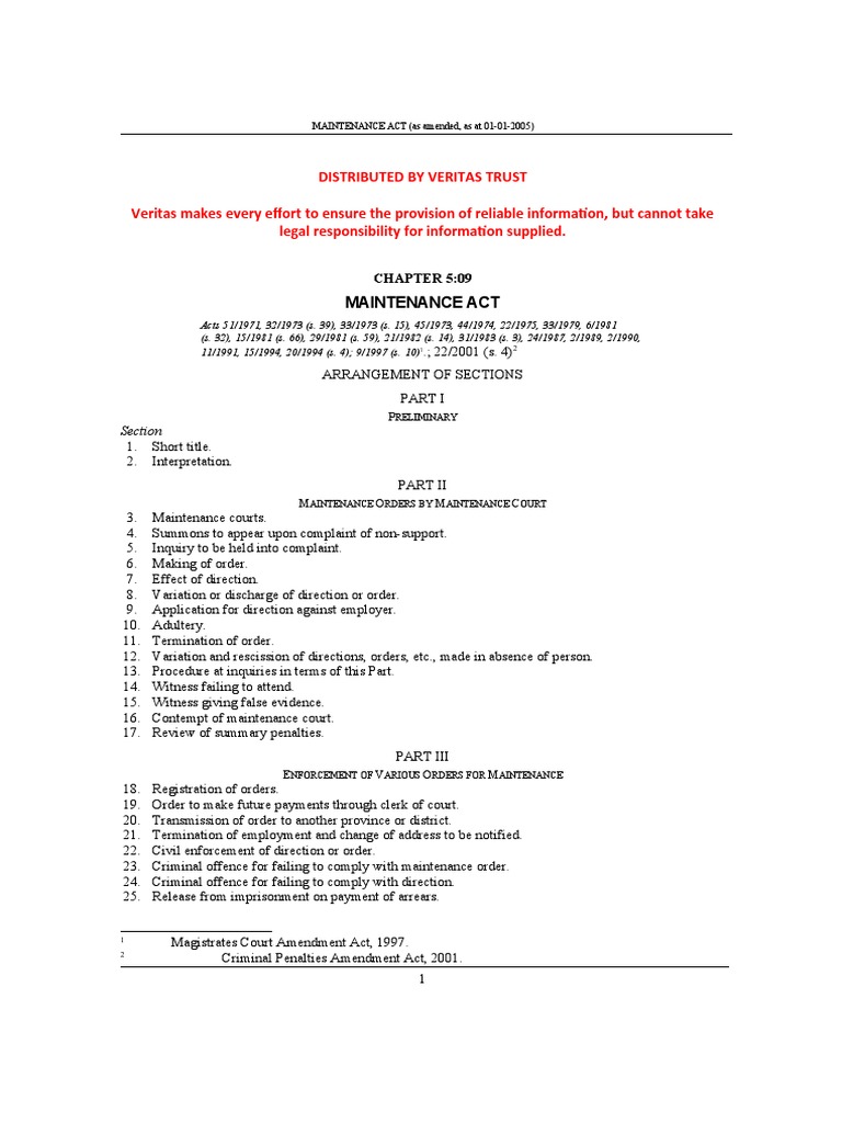 Maintenance Act | PDF | Magistrate | Subpoena