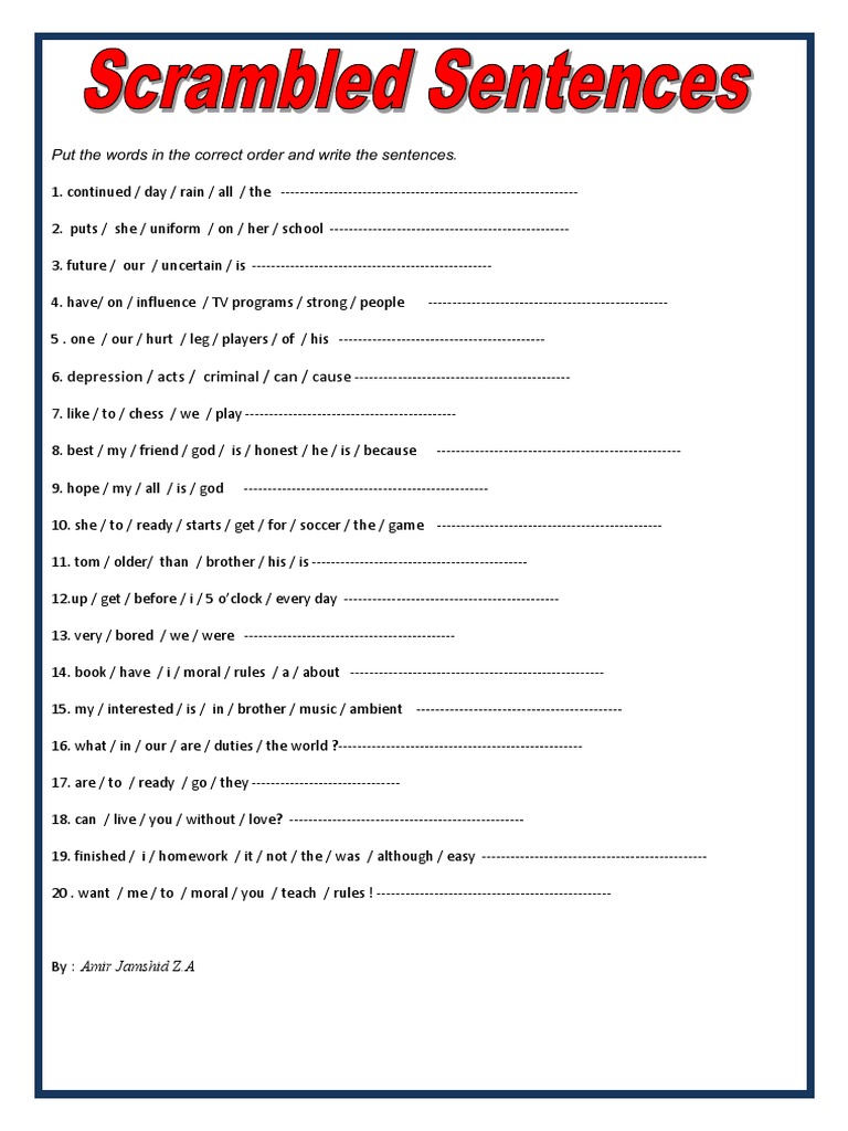 Scrambled Sentences Grammar Drills - 128761 | PDF | Computers