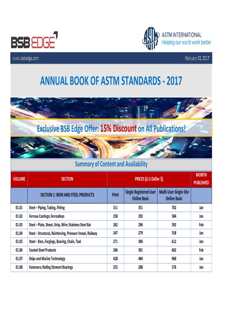 Annual Book of Astm Standards - 2017: Exclusive BSB Edge Offer: On All ...