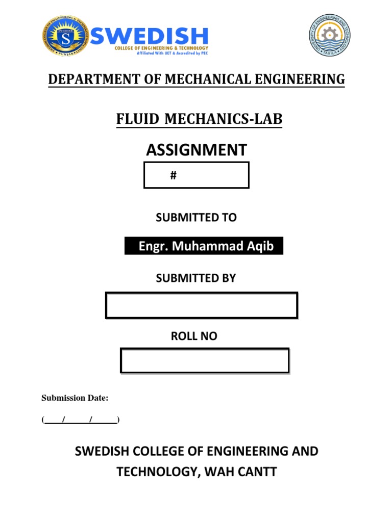 Assignment: Fluid Mechanics-Lab | PDF | Technology & Engineering