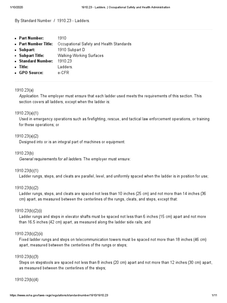 1910.23-OSHA Ladders Standards | Download Free PDF | Ladder | Nature