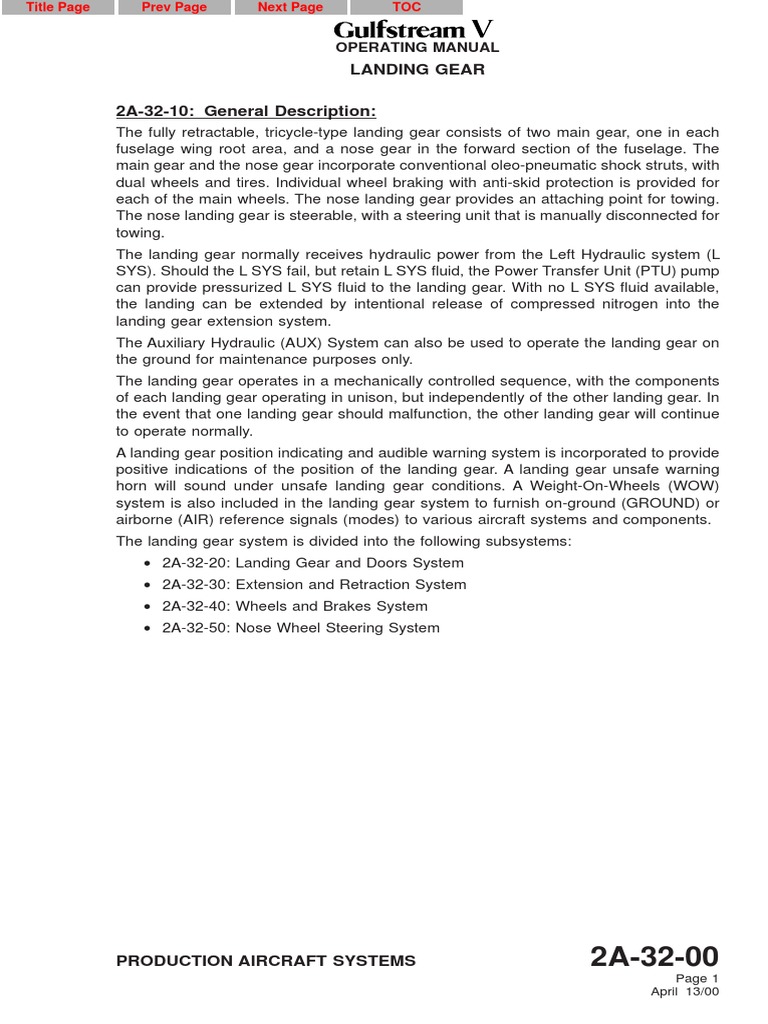 Gulfstream Landing Gear Overview | PDF | Landing Gear | Actuator