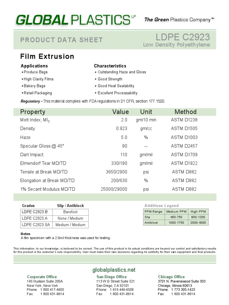LDPE C2923 - Con Aditivos | PDF | Building Materials | Industrial Processes