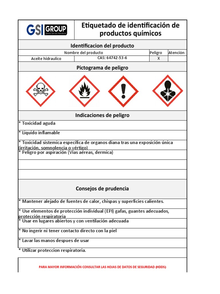4 - Ficha de Seguridad ACEITE HIDRAULICO (Sga) | PDF