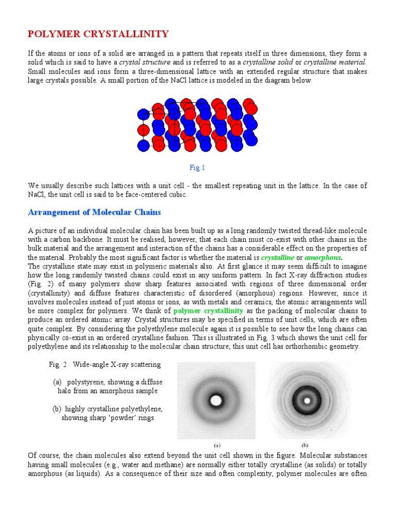 Polymer Crystallinity | Polymers | Crystal
