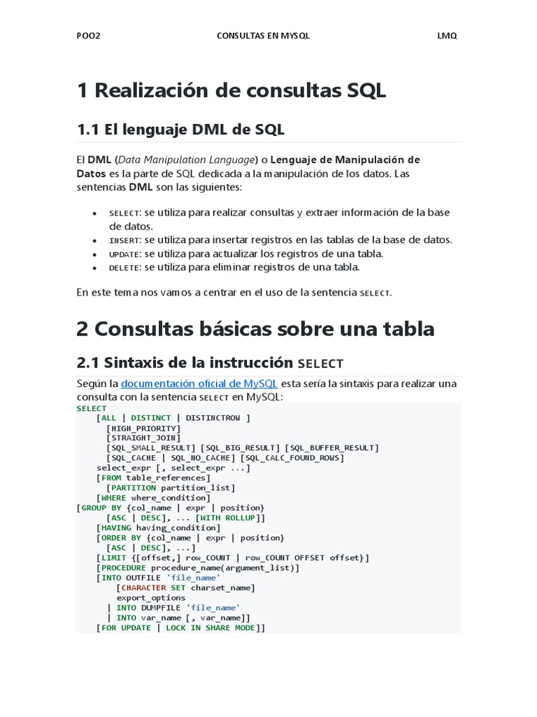 1 Realización de Consultas SQL | PDF | Expresión regular | SQL