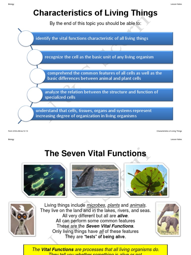 Seven Characteristics of Living Things | PDF | Excretion | Reproduction