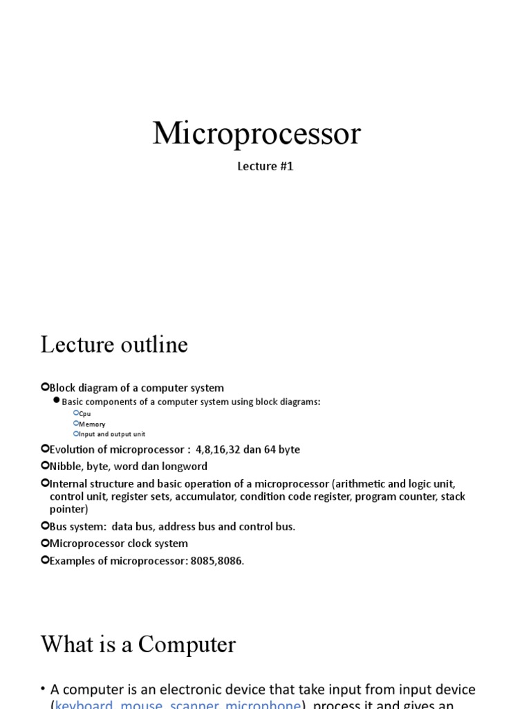 Microprocessor Lec No.1 | PDF | Central Processing Unit | Input/Output