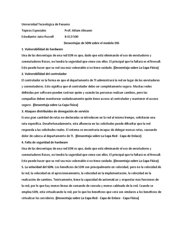 Desventajas Del SDN Sobre Modelo OSI | PDF