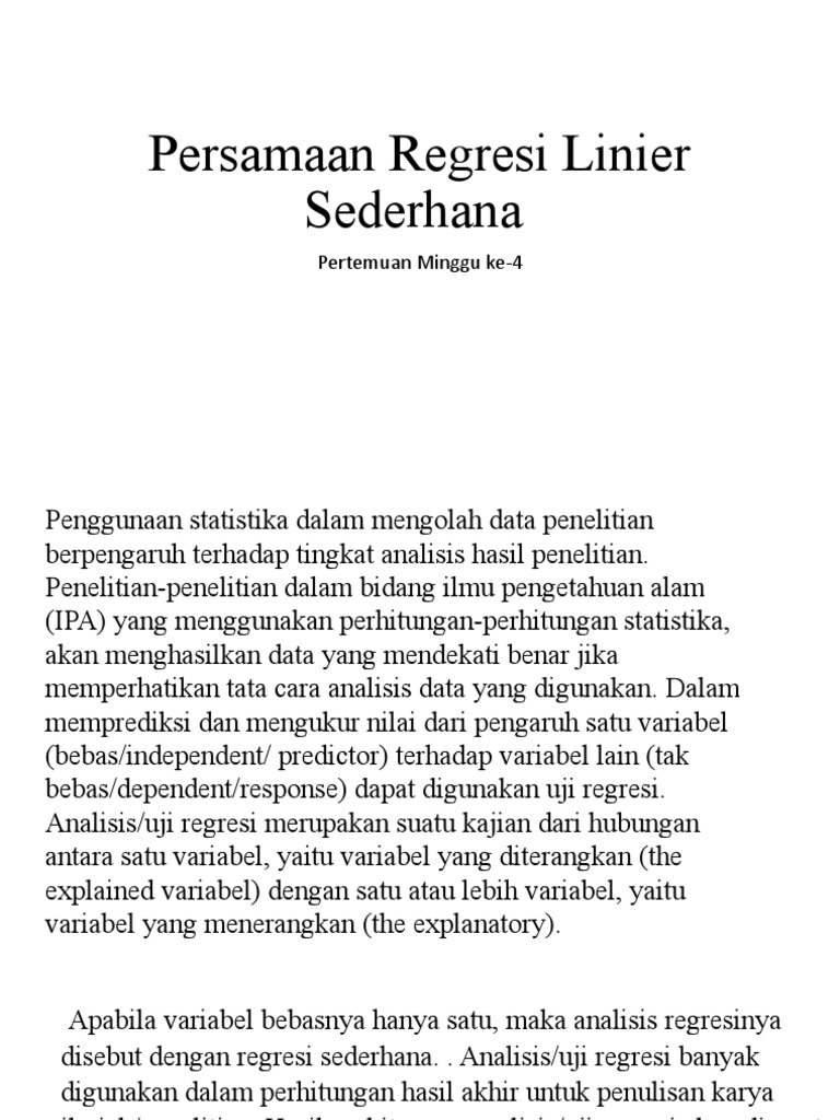 Persamaan Regresi Linier | PDF