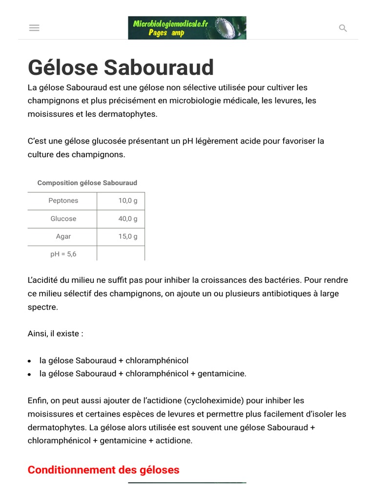 Gélose Sabouraud PDF | PDF | Candida | Levure