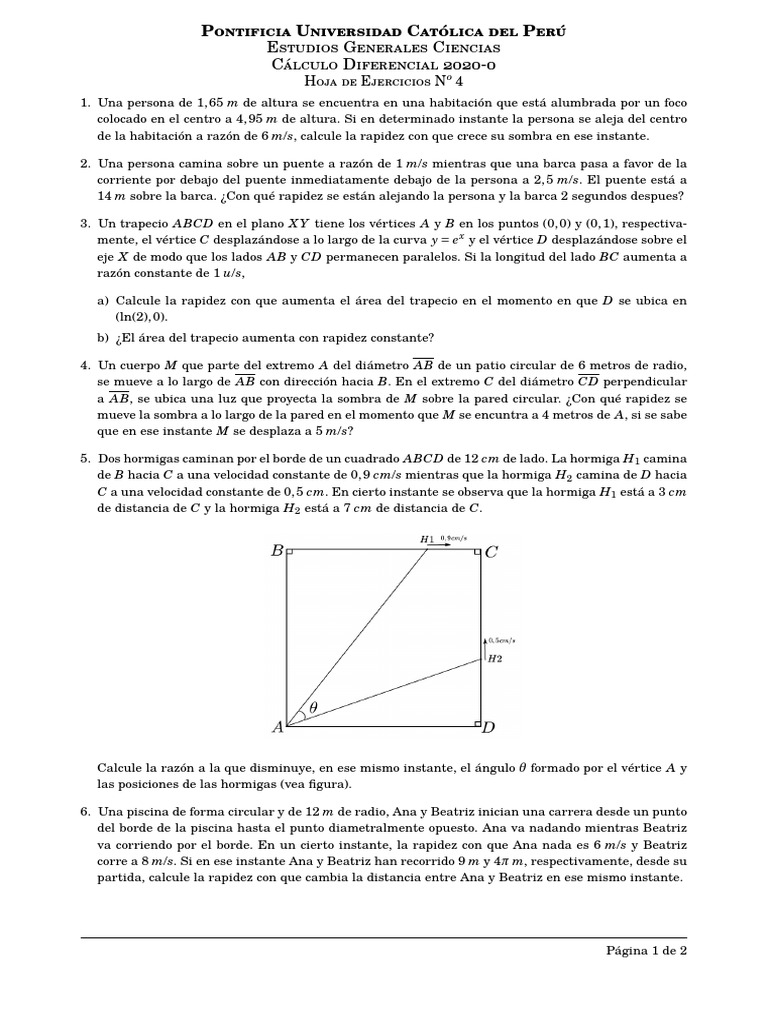 Lista de Ejercicios 4 PDF | PDF | Velocidad | Triángulo