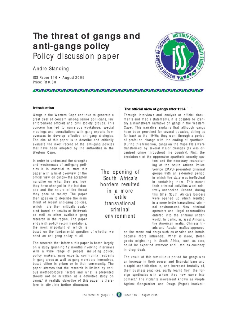 Policy Discussion Paper: The Threat of Gangs and Anti-Gangs Policy ...