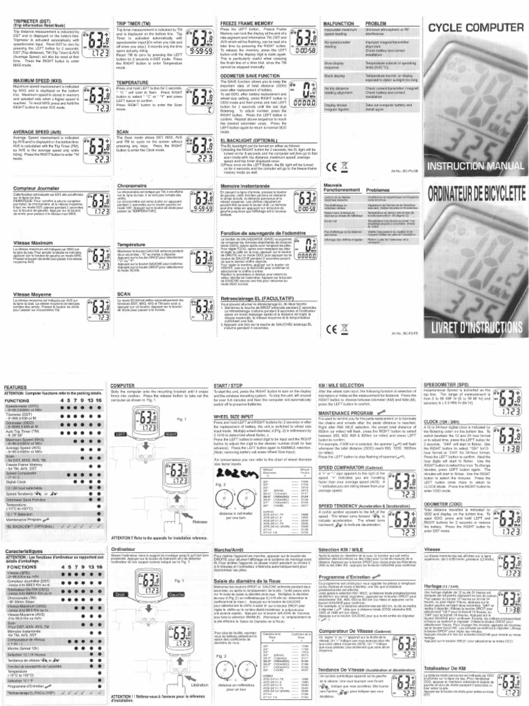 Cyclists' Trip Computer Guide | PDF | Backlight | Equipment