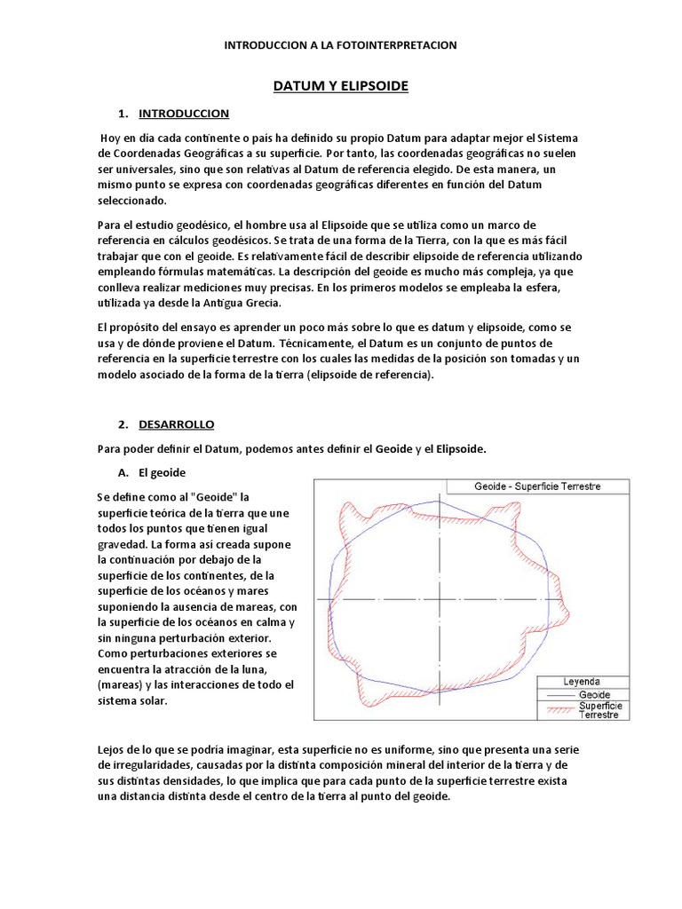 Ensayo de Datum y Elipsoide | PDF | Geodesia | Geofísica