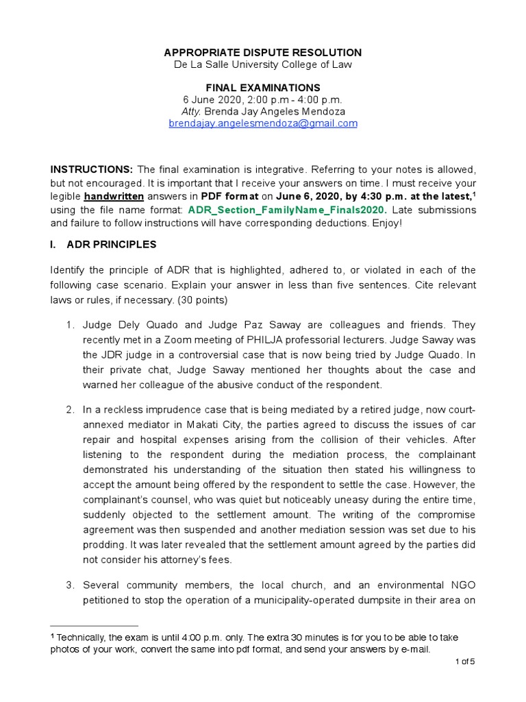 Appropriate Dispute Resolution: Atty. Brenda Jay Angeles Mendoza | PDF ...