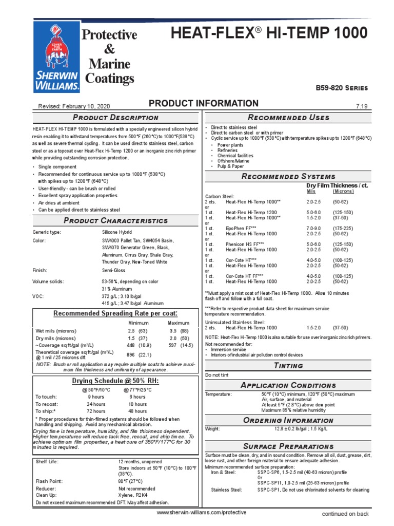 Heat Flex Hi Temp 1000 | PDF | Stainless Steel | Relative Humidity