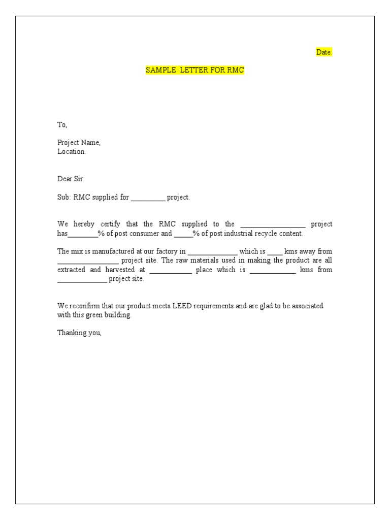 Sample - Letter For RMC | PDF