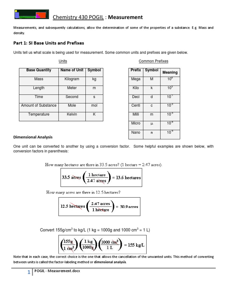 Chemistry Measurement POGIL Guide | PDF | Significant Figures | Numbers