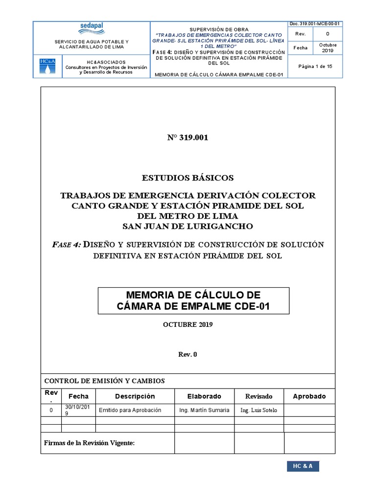 Memoria de Calculo de Cámara de Empalme CDE-01 | PDF | Hormigón ...