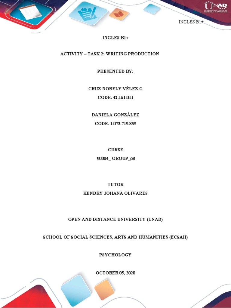 Activity - Task 2 Writing Production | PDF