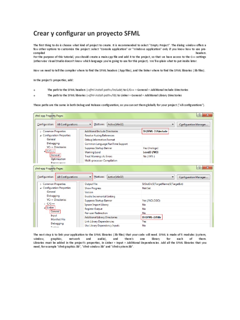Crear y Configurar Un Proyecto SFML | PDF | Library (Computing ... Crear y Configurar Un Proyecto SFML | PDF | Library (Computing ...