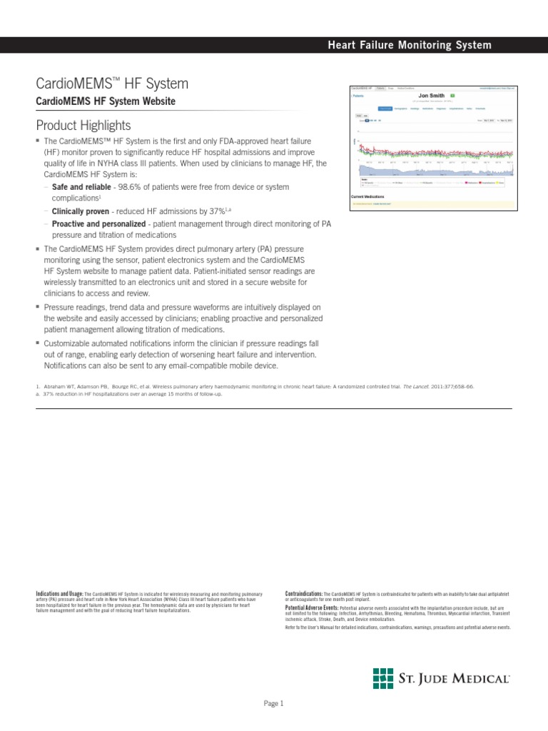 Cardiomems HF System: Product Highlights | PDF | Safari (Web Browser ...